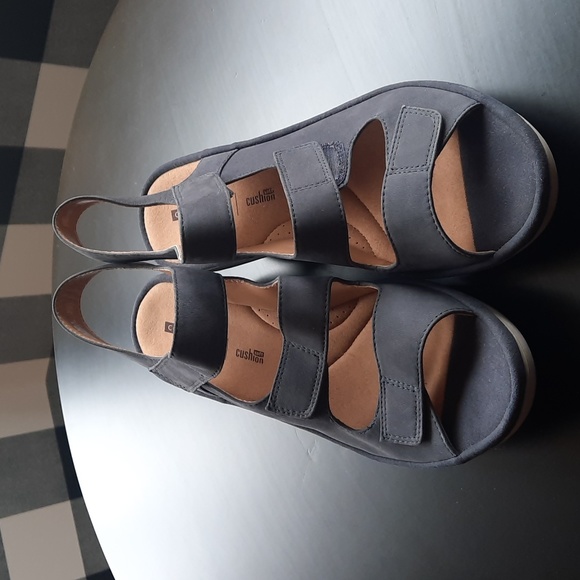 Clarks | Shoes | Clarks Collection Blue Cushionsoft Platform Wedge ...